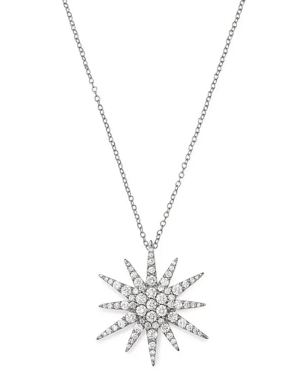 Bloomingdale'S Diamond Starburst Pendant Necklace In 14k Gold - White
