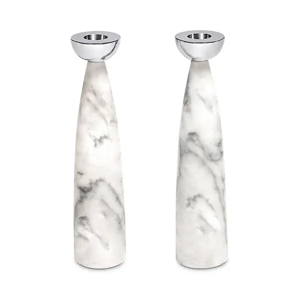 ANNA NEW YORK Coluna Candle Holders, Marble - Carrara