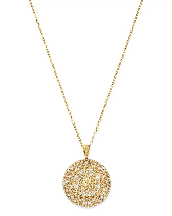 Bloomingdale'S Diamond Medallion Pendant Necklace, 1.50 Tcw - White/gold
