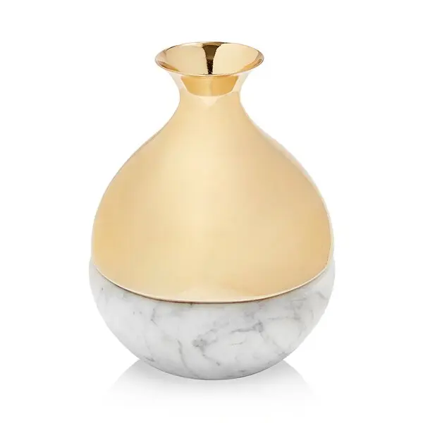 ANNA NEW YORK Dual Bud Vase - White Marble Gold