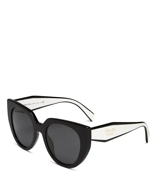 Prada 52mm Cat Eye Sunglasses - Black/gray Solid