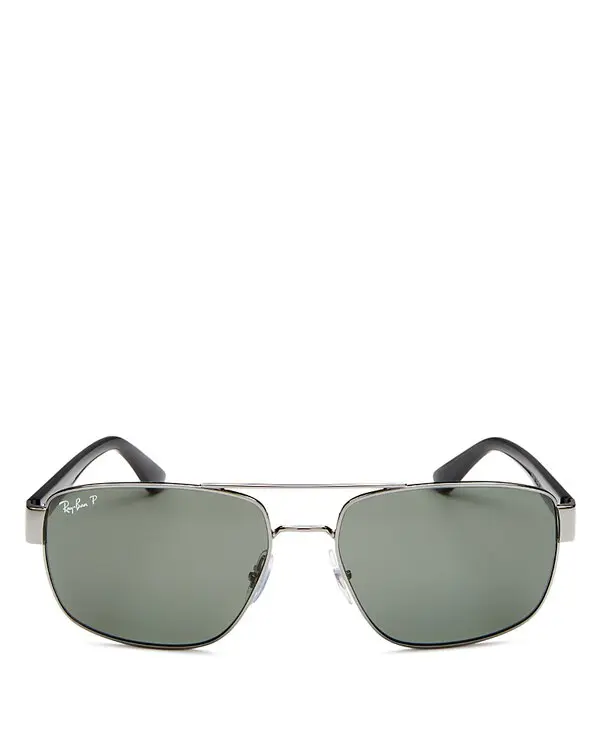 Ray-ban Polarized Brow Bar Aviator Sunglasses - Gunmetal/polar Green