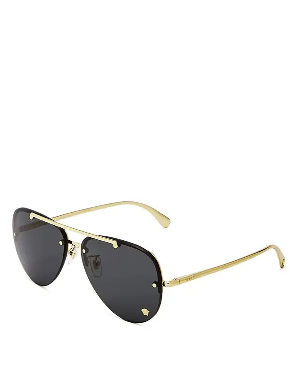Versace Brow Bar Aviator Sunglasses - Gold/gray