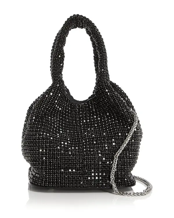 Aqua Crystal Mini Crossbody Bag - Black/crystal/black