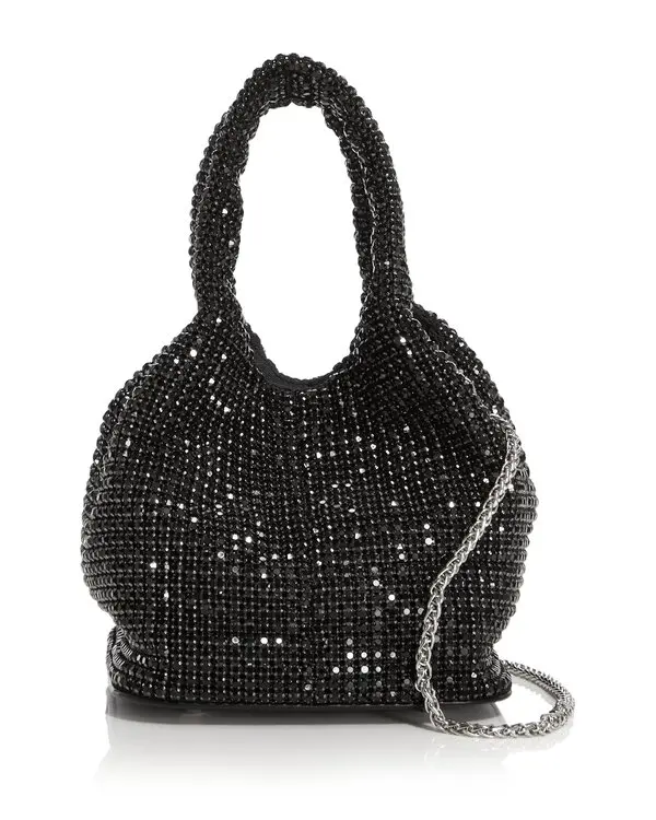 Aqua Crystal Mini Crossbody Bag - Black/crystal/black