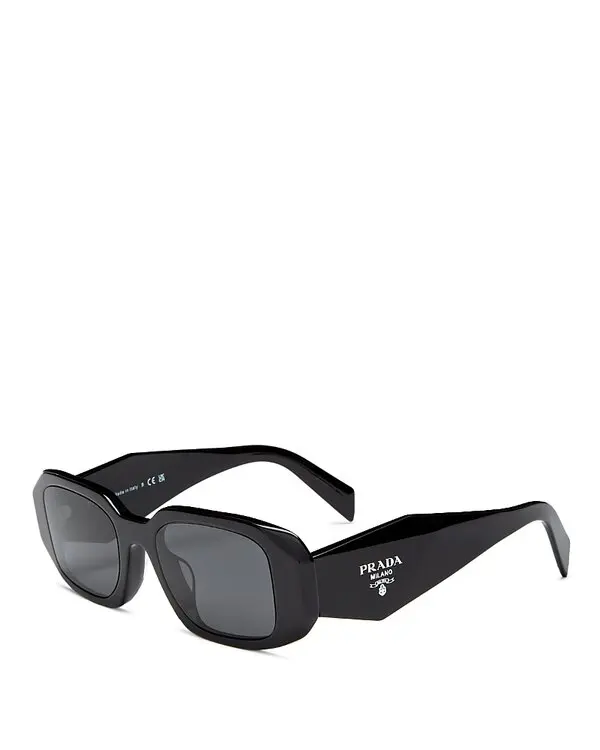 Prada Symbole Rectangular Sunglasses - Black/gray Solid