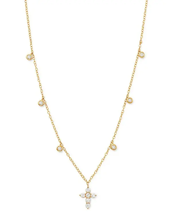 Bloomingdale'S Diamond Cross Pendant Necklace In 14k Yellow Gold - White/gold