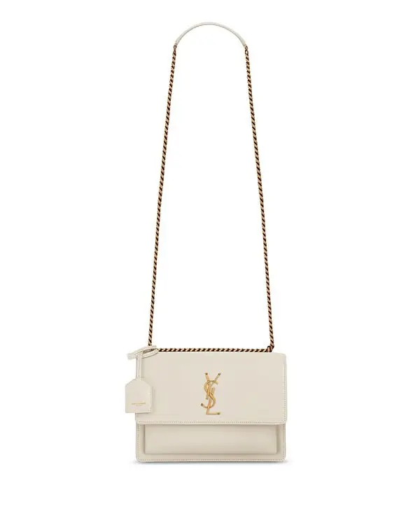 Saint Laurent Sunset Shoulder Bag - Blanc Vintage Smooth Leather/gold