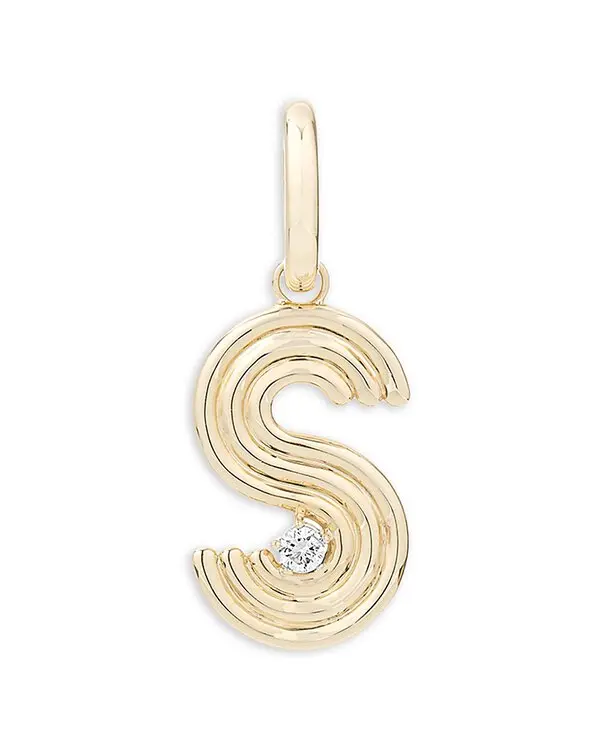 Adina Reyter 14k Yellow Gold Diamond Initial Pendant - S