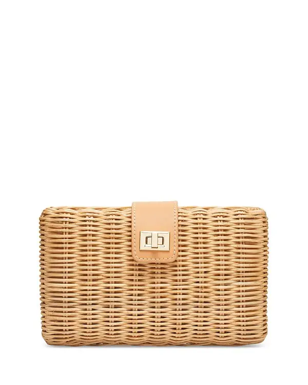 KAYU Wicker Clutch With Push Lock Closure - Natural