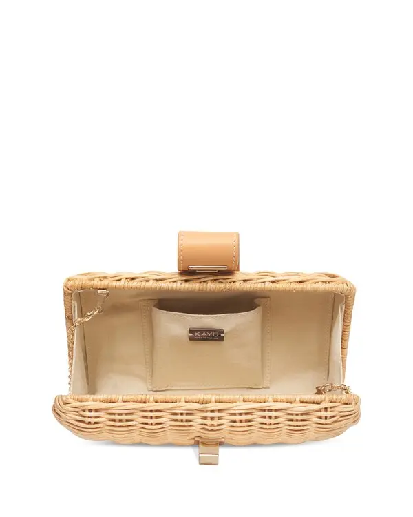 KAYU Wicker Clutch With Push Lock Closure - Natural