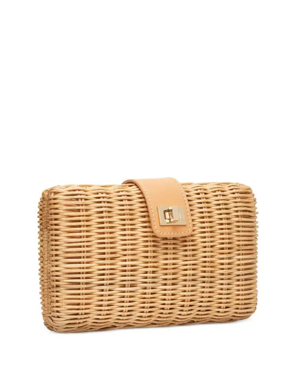 KAYU Wicker Clutch With Push Lock Closure - Natural