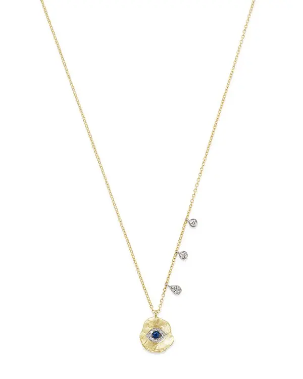 Meira T 14k Gold Evil Eye Sapphire & Diamond Pendant Necklace - White/gold