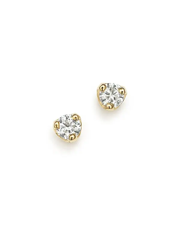 Zoe Chicco 14k Yellow Gold Stud Earrings With Diamonds - White/gold