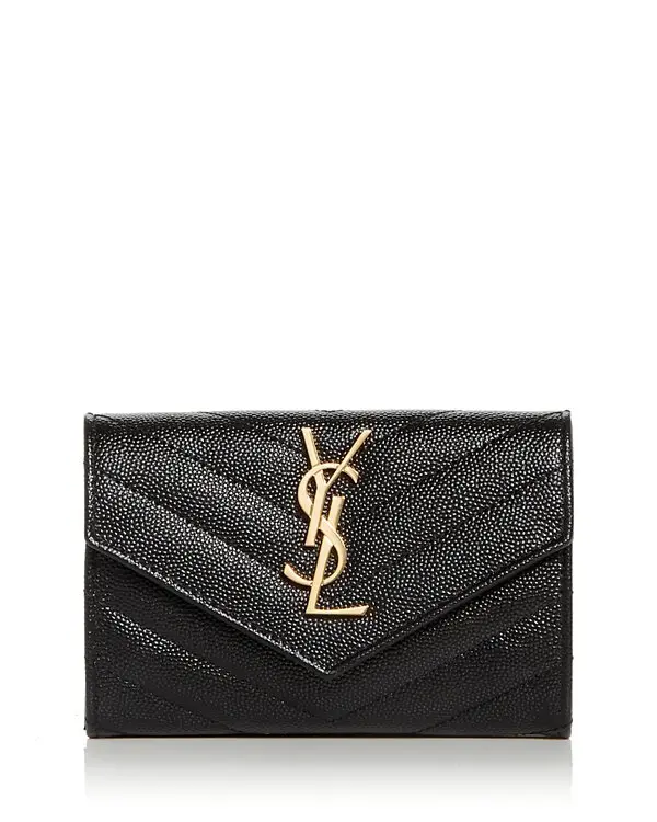 Saint Laurent Cassandre Matelasse Envelope Wallet - Black