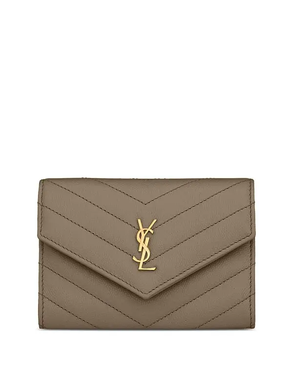 Saint Laurent Cassandre Matelasse Envelope Wallet - Light Taupe