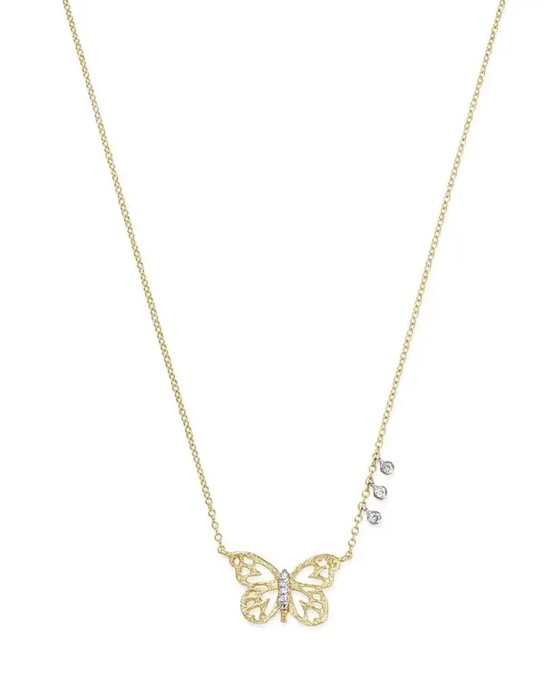 Meira T 14k Gold Butterfly Pendant Necklace - White/gold