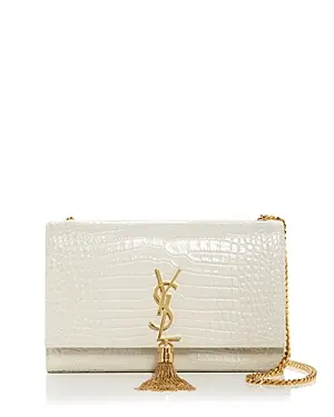 Saint Laurent Kate Medium Tassel Shoulder Bag - White/gold