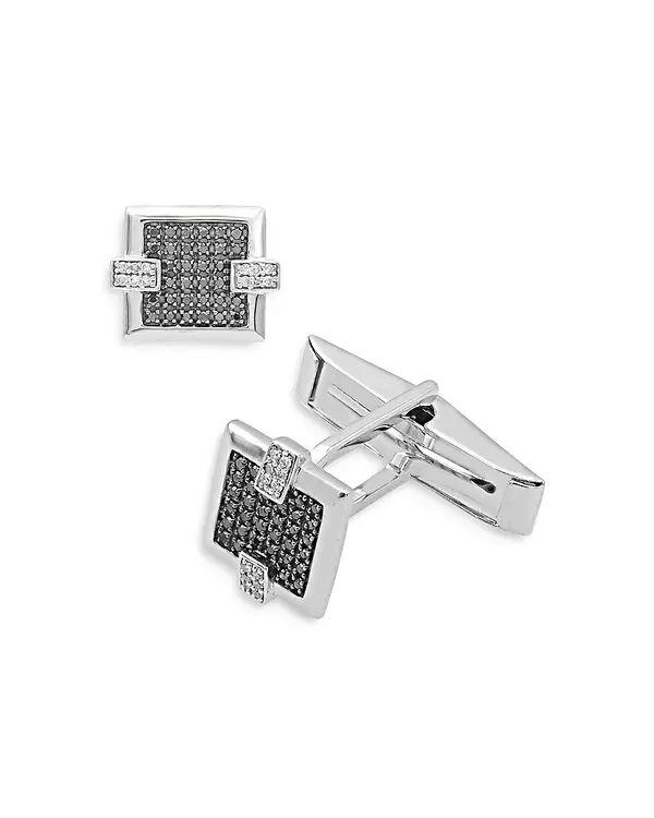 Bloomingdale'S White Diamond Cufflinks In 14k White Gold - Black