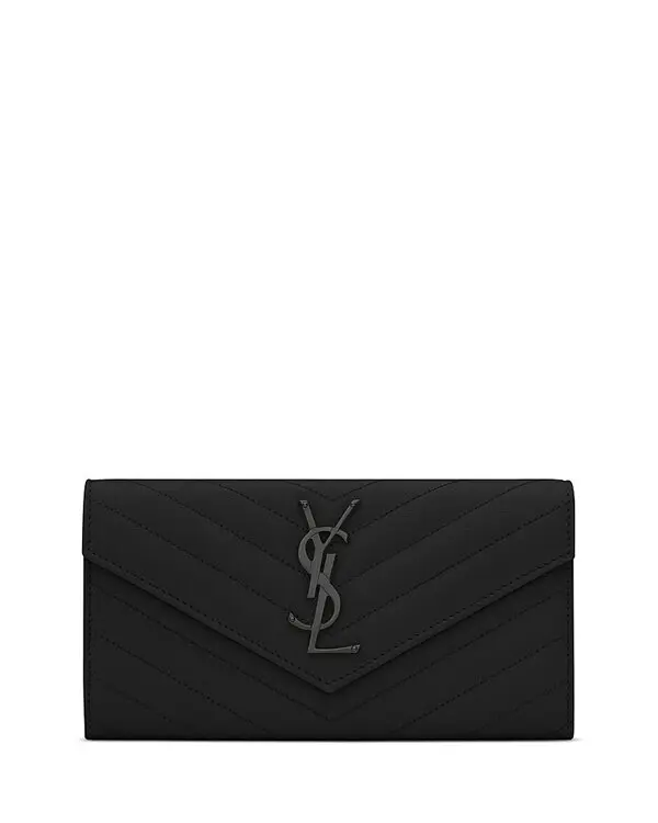 Saint Laurent Cassandre Matelasse Flap Wallet - Black/black