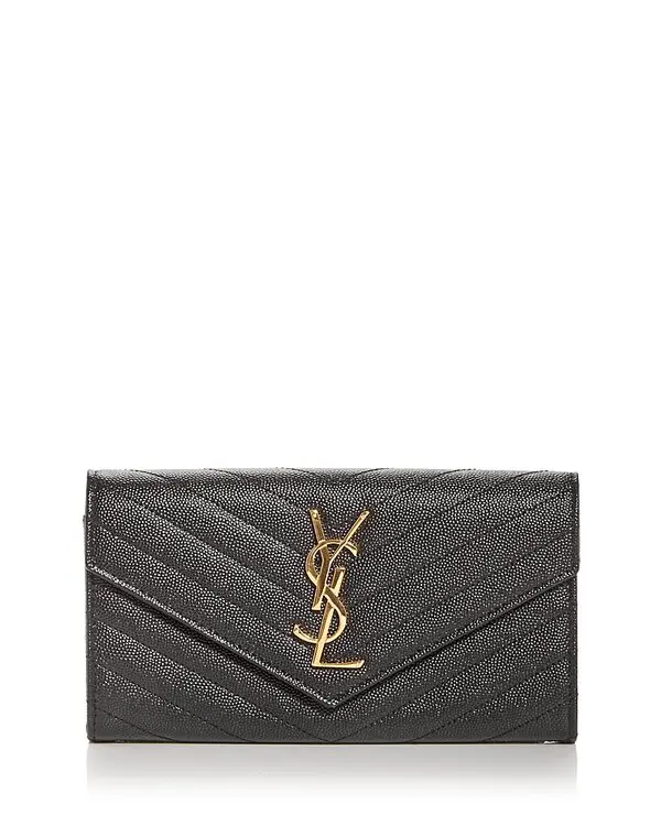 Saint Laurent Cassandre Matelasse Flap Wallet - Black/gold
