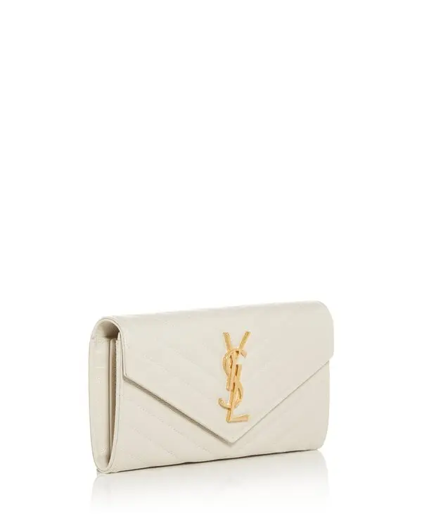 Saint Laurent Cassandre Matelasse Flap Wallet - Blanc Vintage