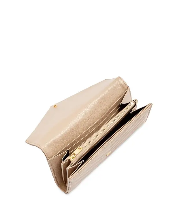 Saint Laurent Cassandre Matelasse Flap Wallet - Dark Beige