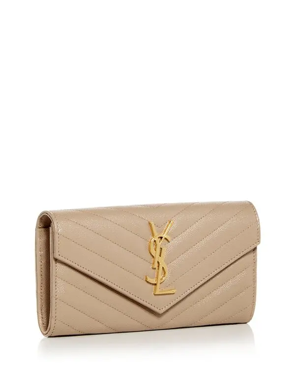 Saint Laurent Cassandre Matelasse Flap Wallet - Dark Beige
