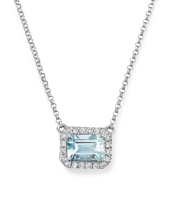 Bloomingdale'S Aquamarine & Diamond Pendant Necklace - Blue/white