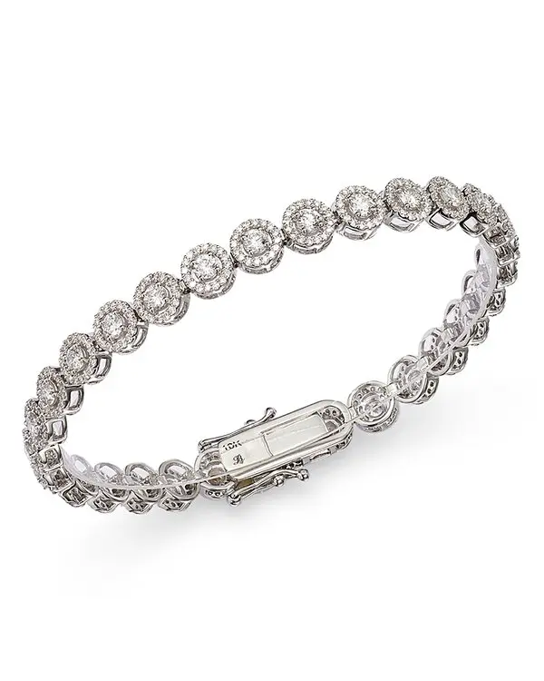 Bloomingdale'S Diamond Halo Tennis Bracelet 4.0 Tcw - White