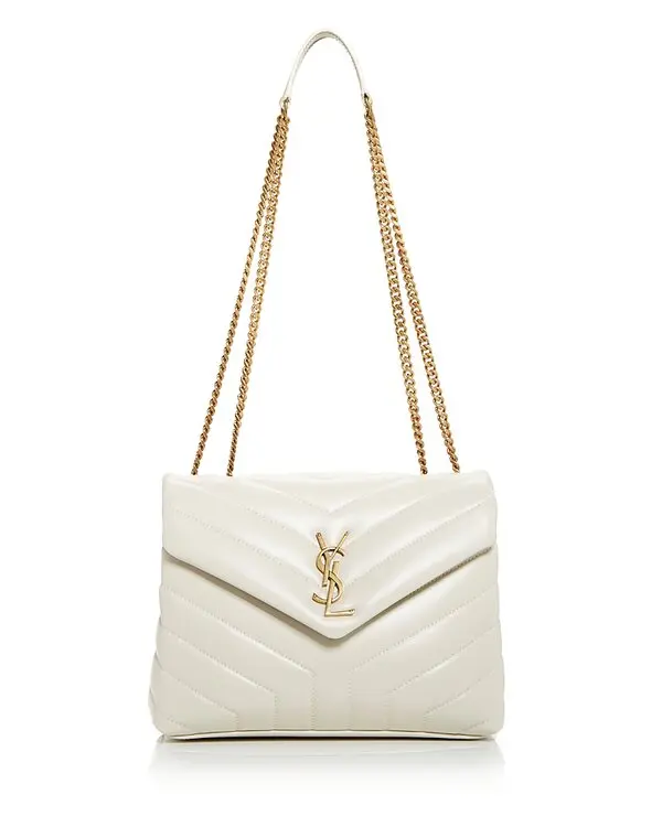 Saint Laurent Medium Supple Monogramme Loulou Chain Bag White
