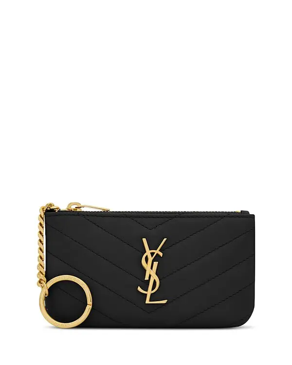 Saint Laurent Monogram Key Pouch - Black Leather/gold