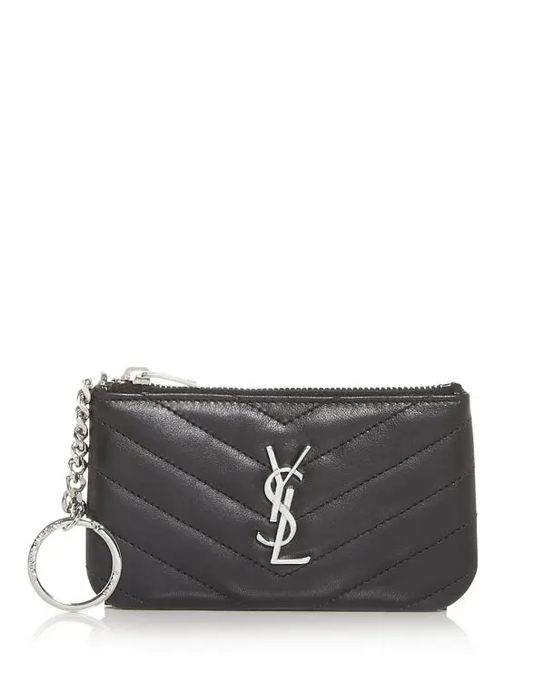 Saint Laurent Monogram Key Pouch - Black Leather/silver