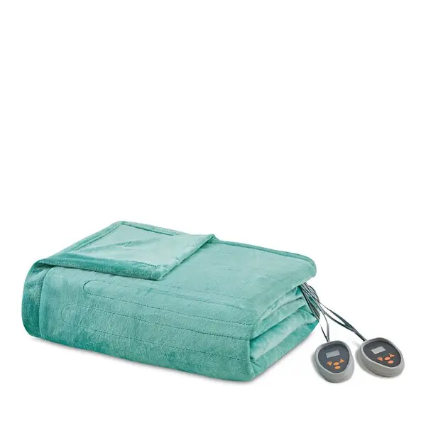 BEAUTYREST Plush Heated Blanket, Full - Aqua