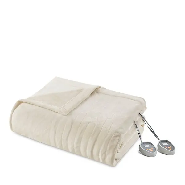 BEAUTYREST Plush Heated Blanket, Full - Ivory