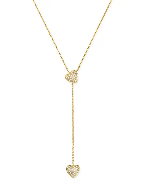 Bloomingdale'S Diamond Heart Y Necklace In 14k Yellow Gold - White/gold