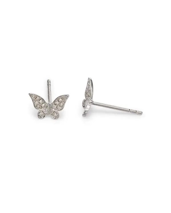 Meira T 14k Gold Diamond Butterfly Stud Earrings