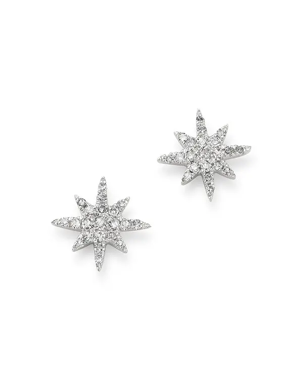 Meira T 14k Gold Diamond Starburst Stud Earrings - White