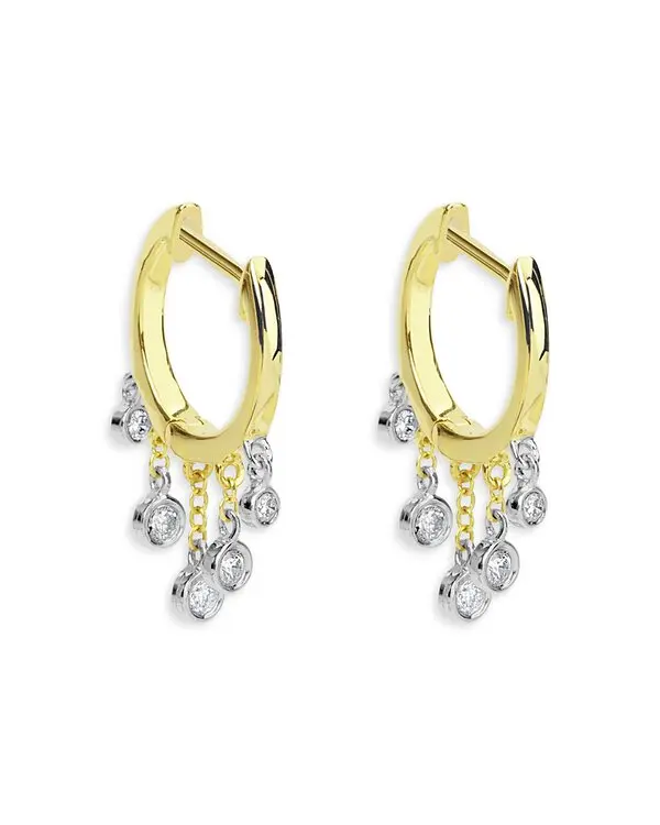 Meira T 14k White Gold & Yellow Gold Diamond Dangle Hoop Earrings - White/gold