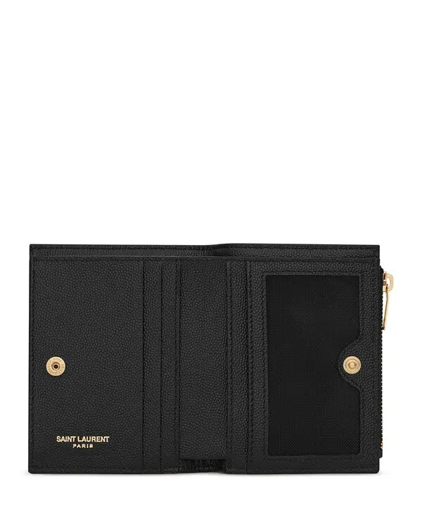 Saint Laurent Cassandre Matelasse Bi-fold Wallet - Black/gold