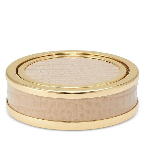 Aerin Classic Croc Embossed Leather Coasters, Set Of 4 - Fawn