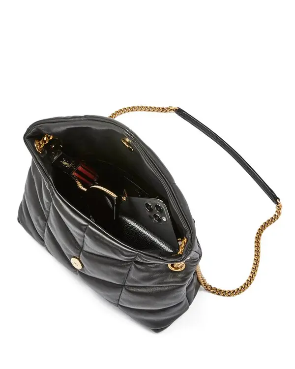 Saint Laurent Puffer Shoulder Bag - Black Nappa Leather/gold