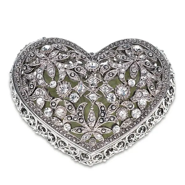 OLIVIA RIEGEL Luxembourg Heart Box With Swarovski Crystals - Silver