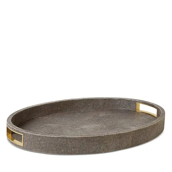 Aerin Modern Shagreen Cocktail Tray - Chocolate