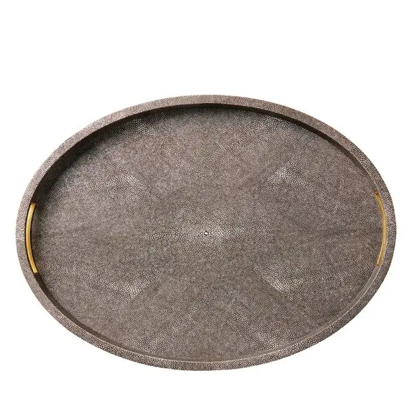 Aerin Modern Shagreen Cocktail Tray - Chocolate