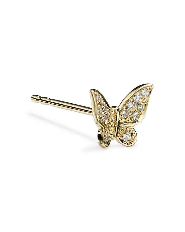 Meira T 14k Yellow Diamond Butterfly Stud Earrings