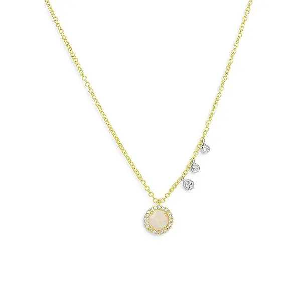 Meira T 14k Diamond & Opal Necklace - Gold/white