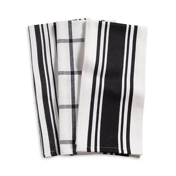 KAF HOME 3-piece Kitchen Towel Set - Black