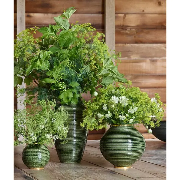 Aerin Calinda Round Vase - Forest Green