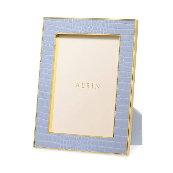 Aerin Classic Croc Leather Frame, 5 X 7 - Hydrangea Blue